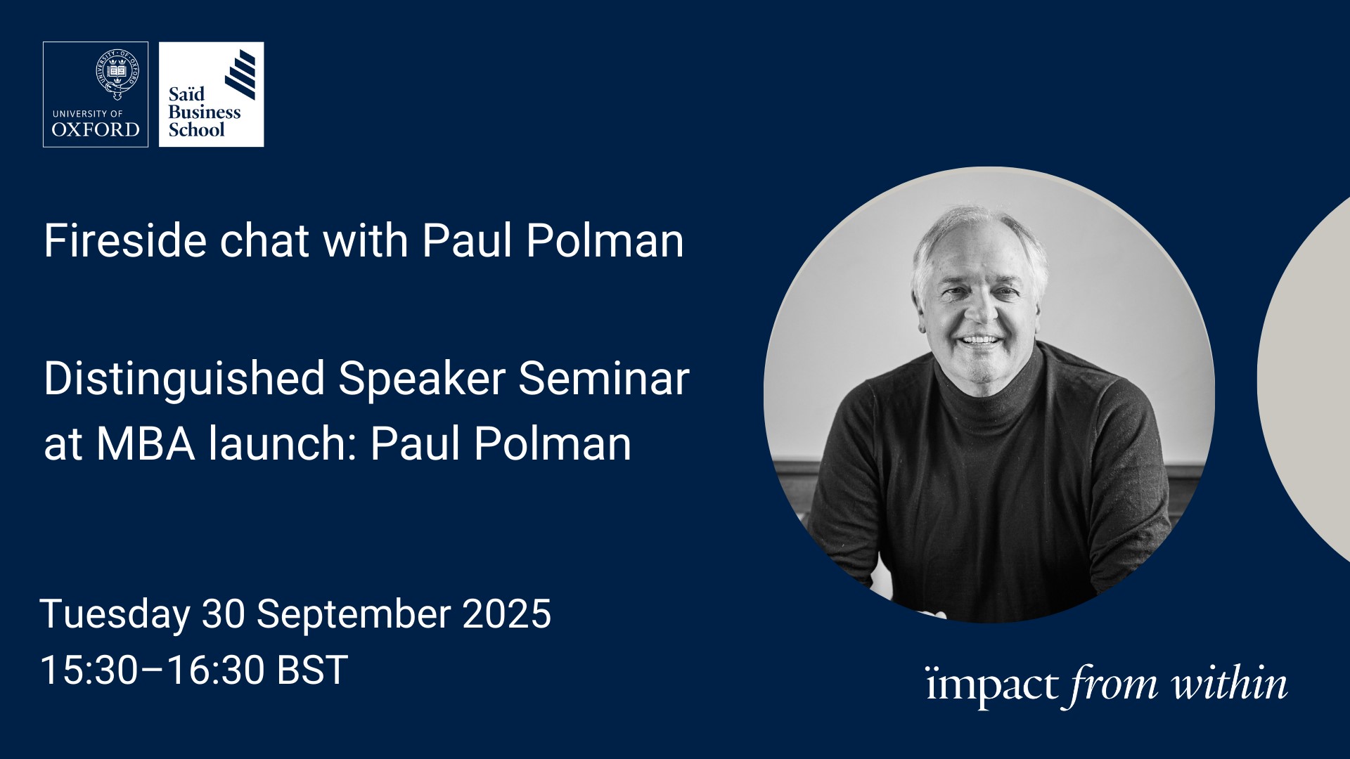 Distinguished Speaker Seminar at MBA launch: Paul Polman | Saïd ...